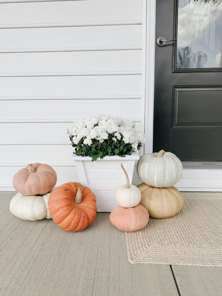 Fall Front Porch with Colorful Pumpkins - Sarah Jane Christy - Styling