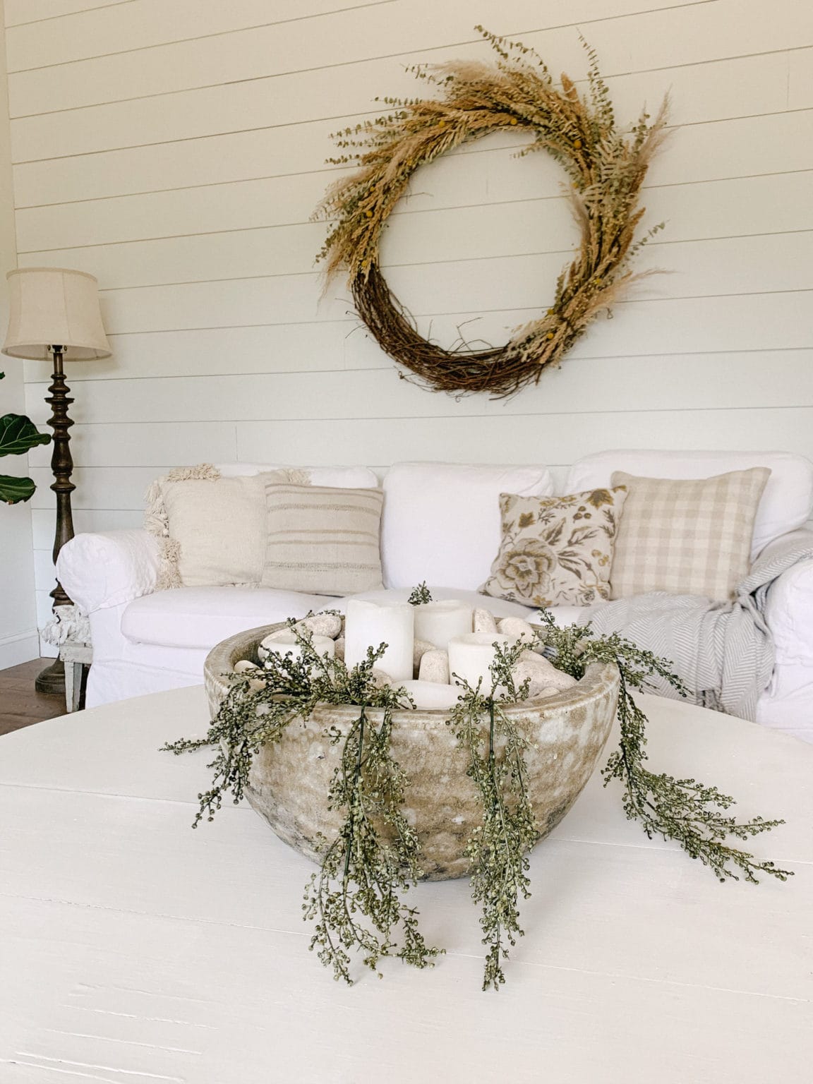 Round Planter DIY Centerpiece with Stones - Sarah Jane Christy